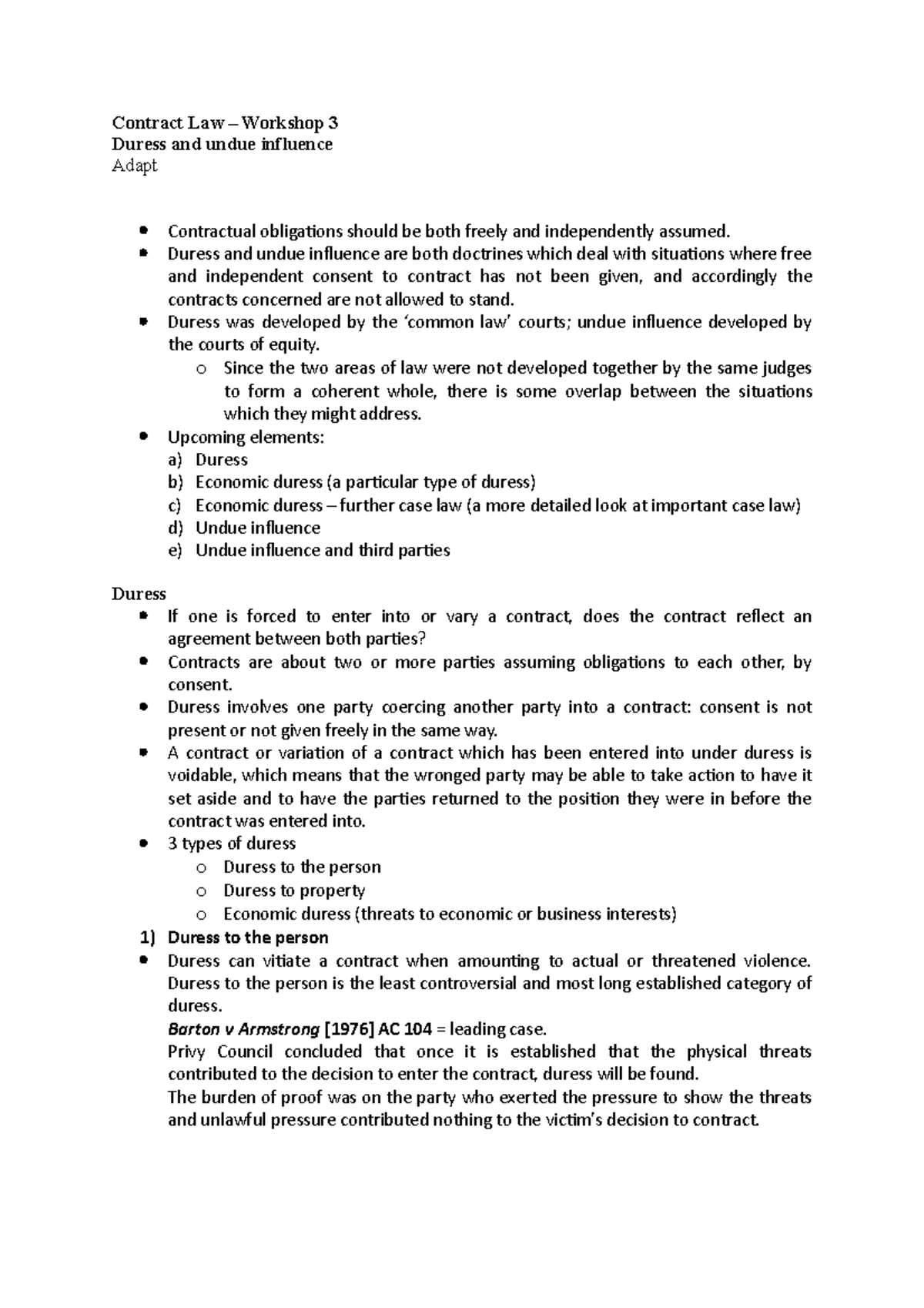Lecture 2 notes - from BPP Contract Law - BPC01 - Studocu