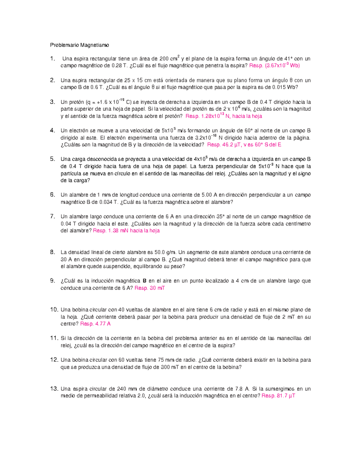 Problemario Magnetismo - Una espira rectangular tiene un área de 200 cm ...