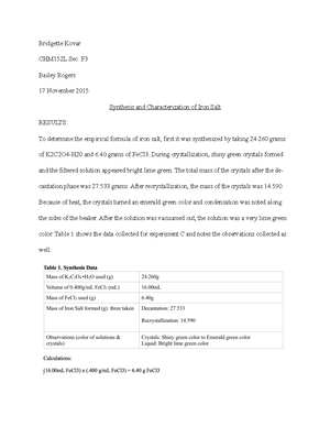 CHM 152L Iron Salt Report - Iron Salt Report Sydney Pollock – D 16 ...