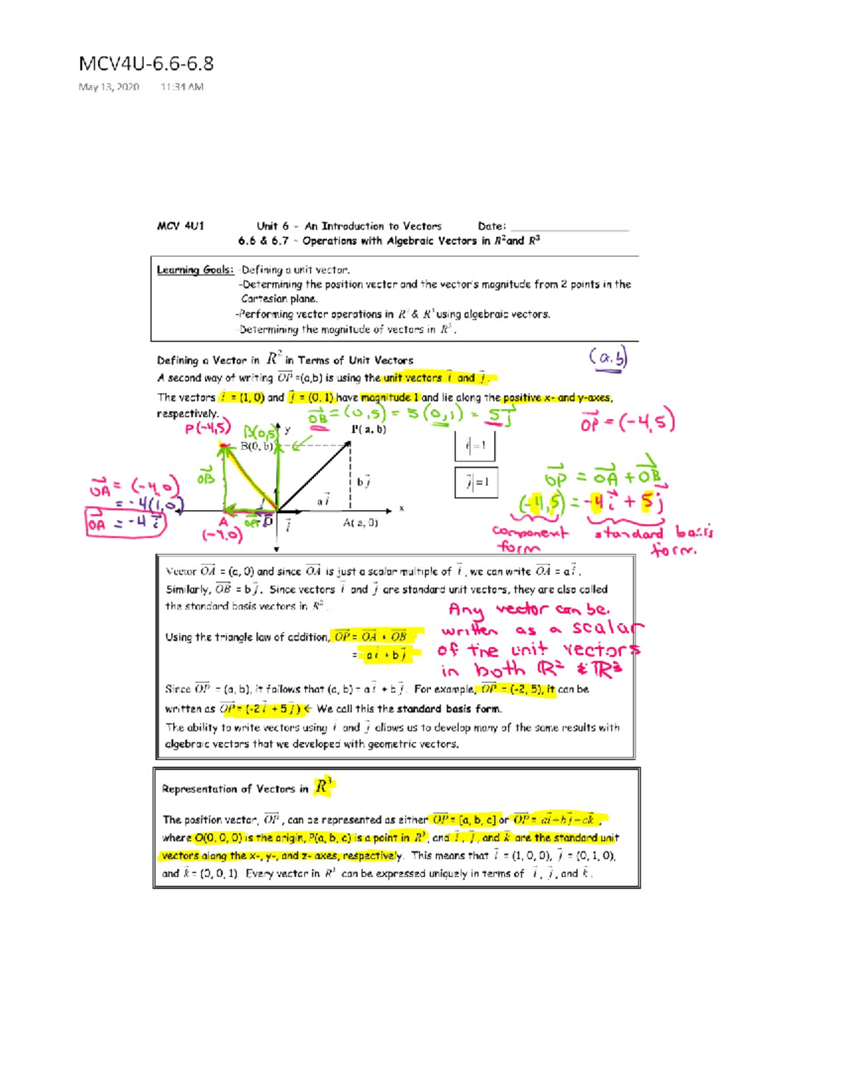 6.6 6.7 vectors notes for exam rev - Studocu