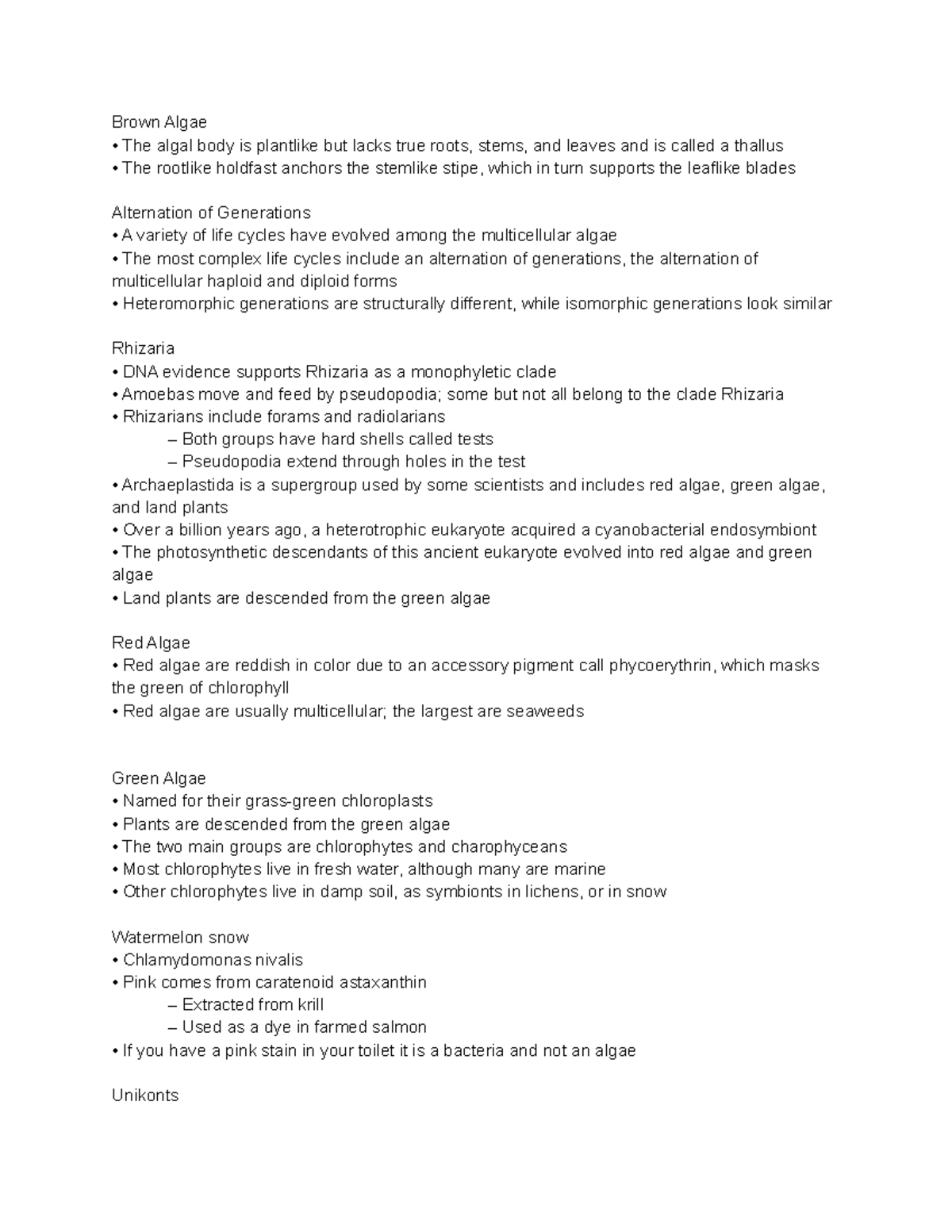 Algae Powerpoint Notes - Brown Algae The algal body is plantlike but ...