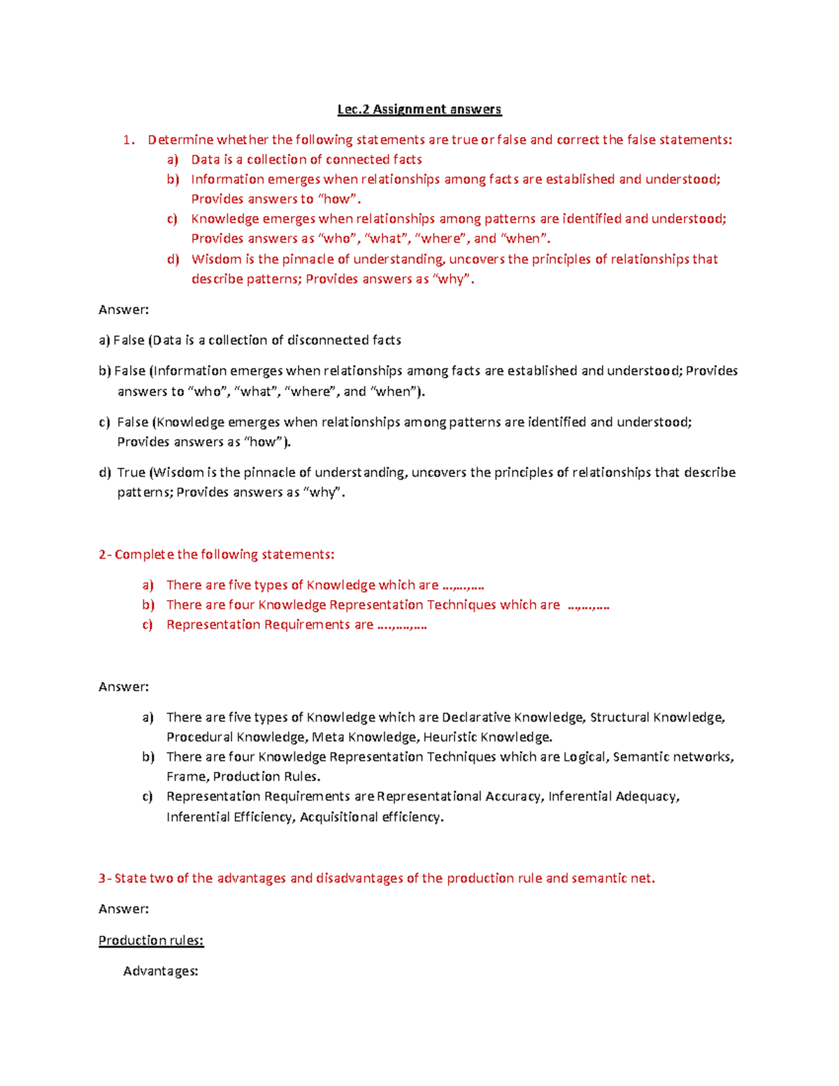 Lec2 Assignment answeres - Lec Assignment answers Determine whether the ...