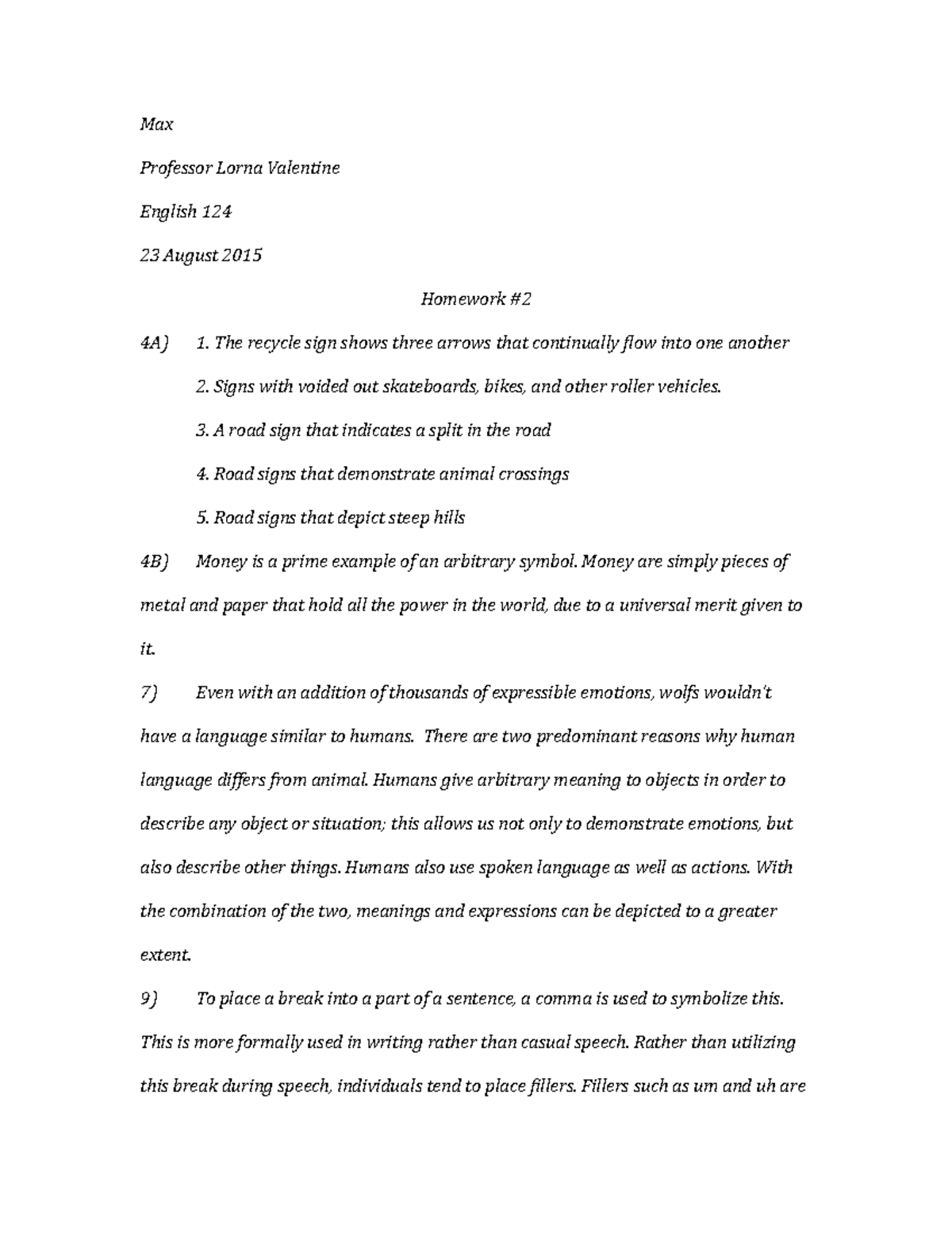 English-124 Homework #2 - Max Professor Lorna Valentine English 124 23 ...