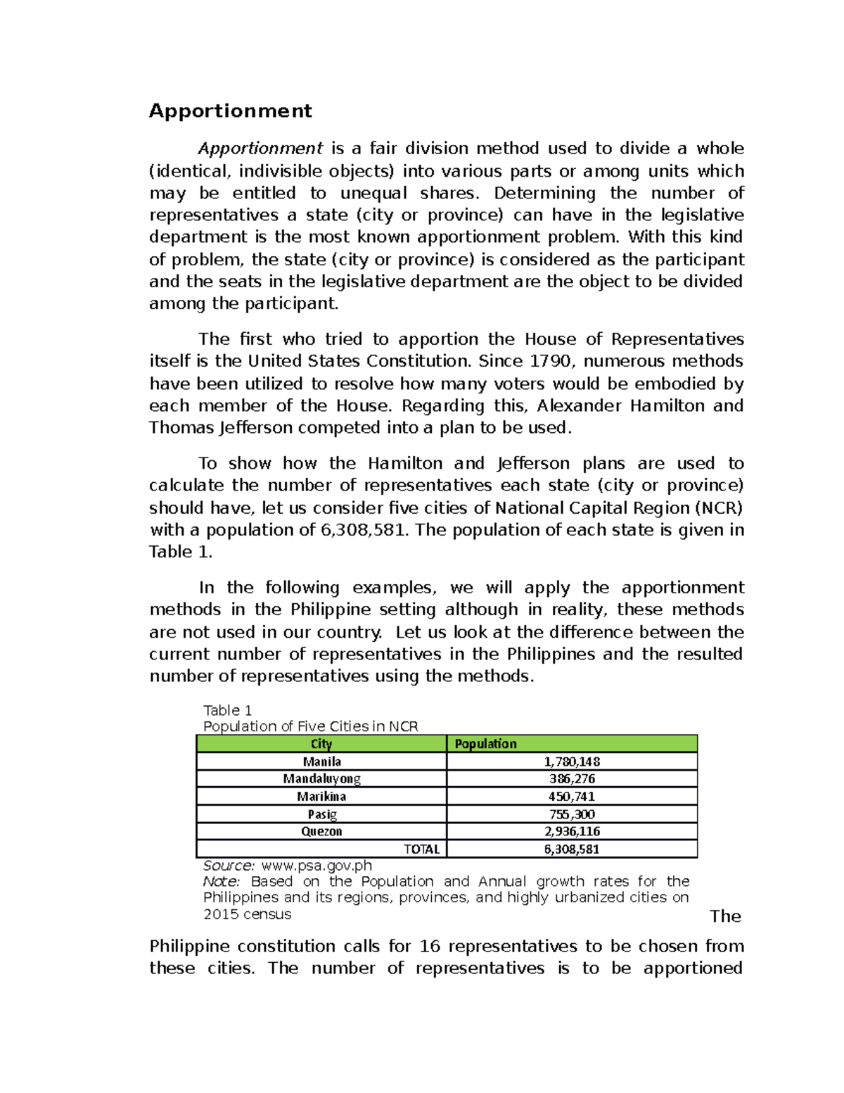 Apportionment aala - notes - Apportionment Apportionment is a fair ...