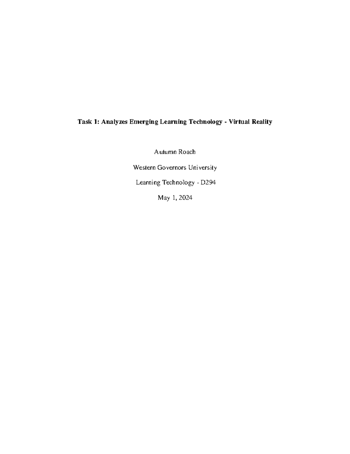 Analyzes Emerging Learning Technologies Task 1 Artificial Intelligence ...