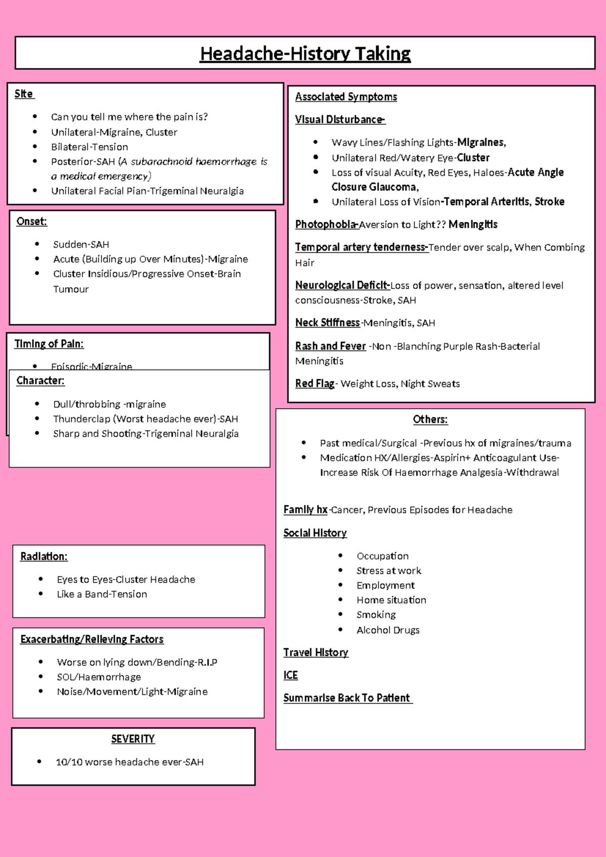 Headaches Hx - Osce prep work history taking - Headache-History Taking ...
