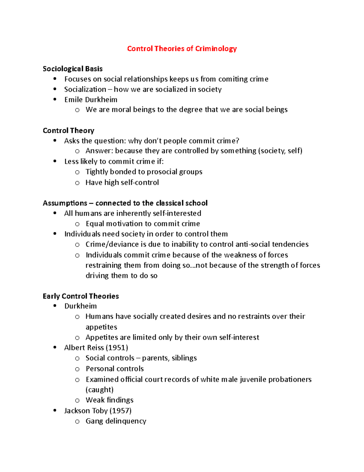 Control Theories of Criminology - Control Theories of Criminology ...