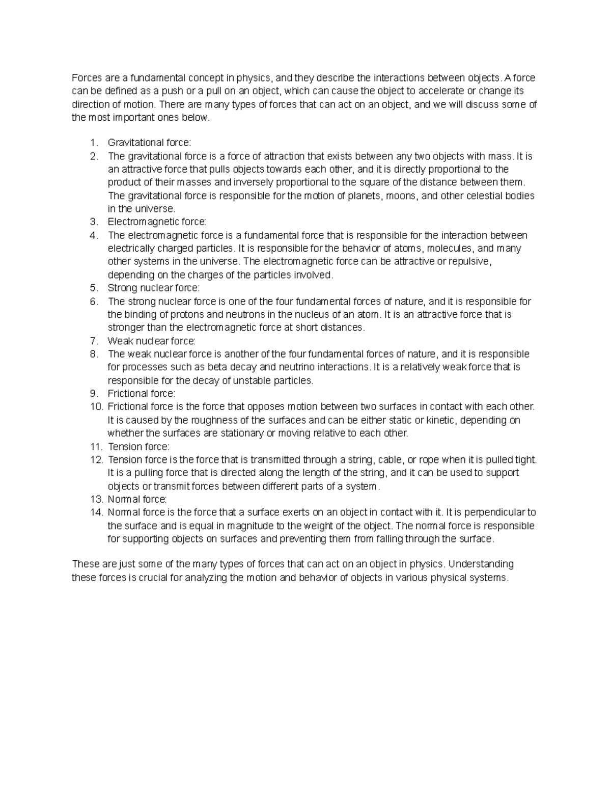 Forces notes - Forces are a fundamental concept in physics, and they ...