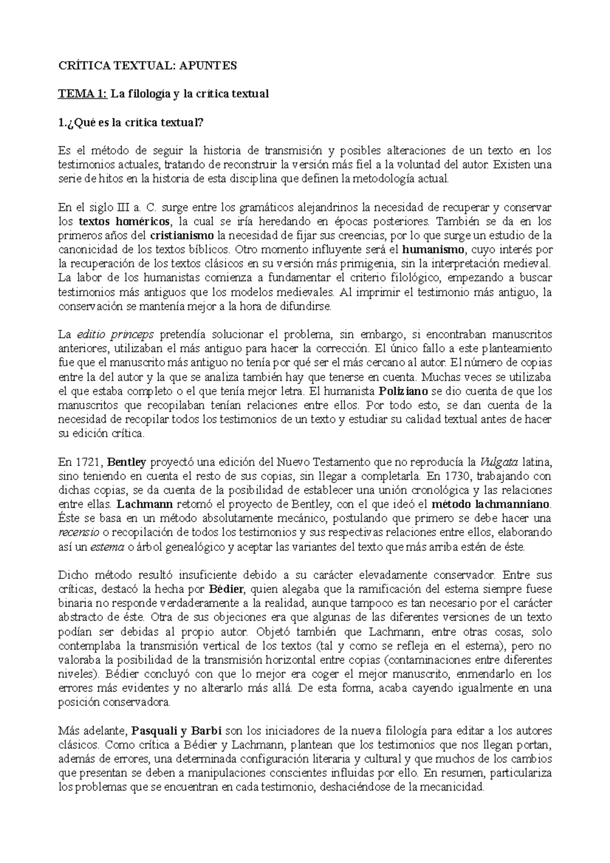 Crítica textual apuntes - CRÍTICA TEXTUAL: APUNTES TEMA 1: La filología ...