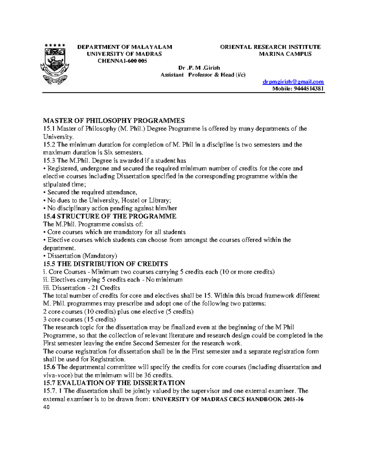 46 M.PHIL Syllabus WITH Reading LIST - DEPARTMENT OF MALAYALAM ORIENTAL ...