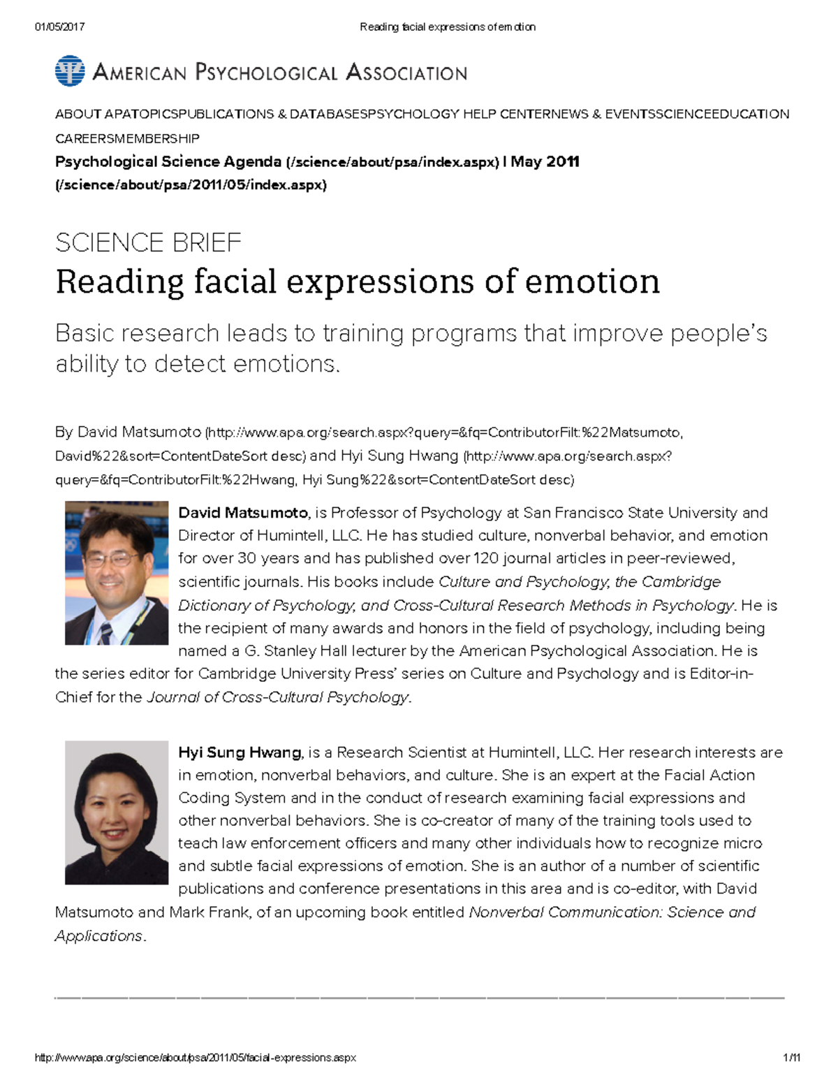 Reading facial expressions of emotion - ABOUT APATOPICSPUBLICATIONS ...