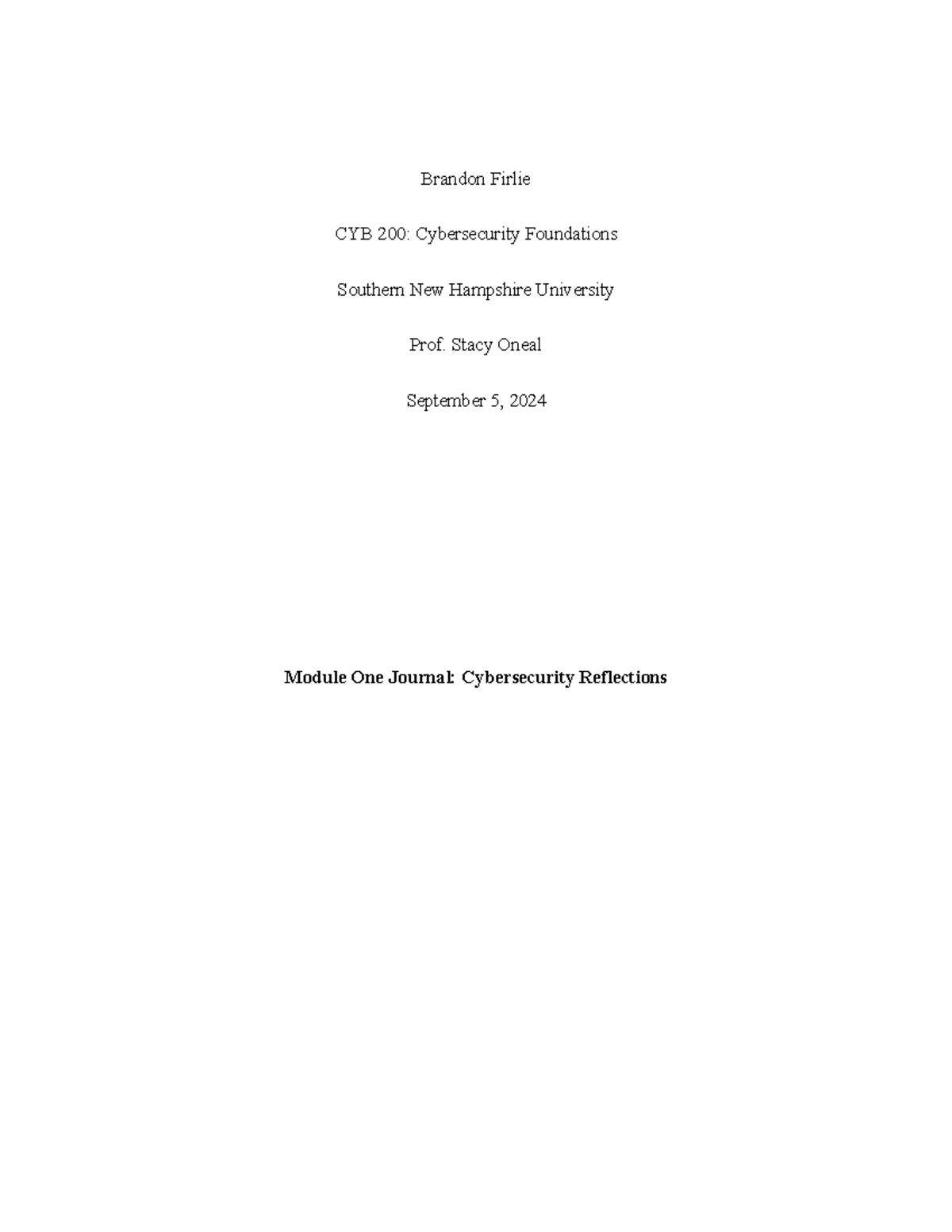 Cyb 200 Module 1 Journal Cyb200 Brandon Firlie Cyb 200