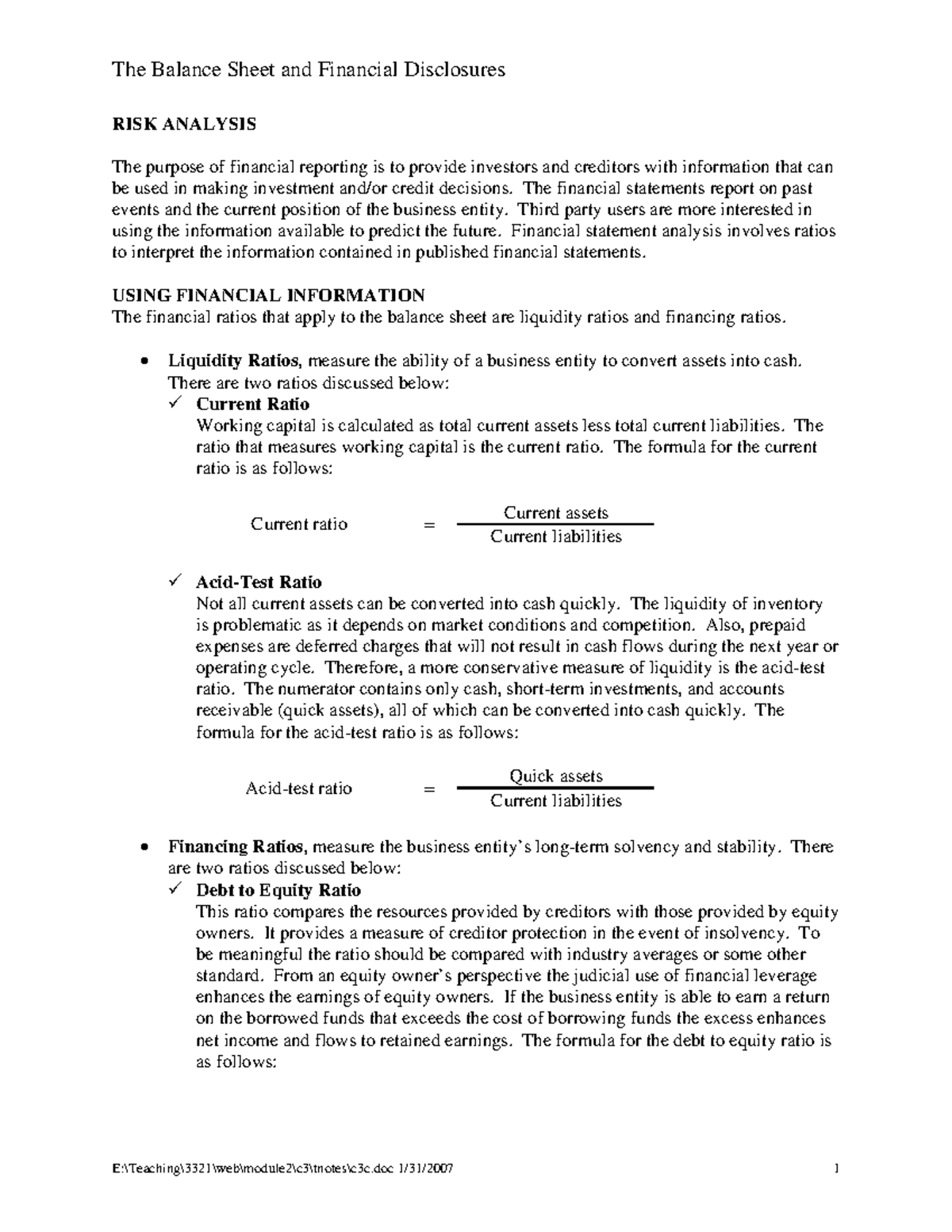 5 - Hope it will help you - The Balance Sheet and Financial Disclosures ...