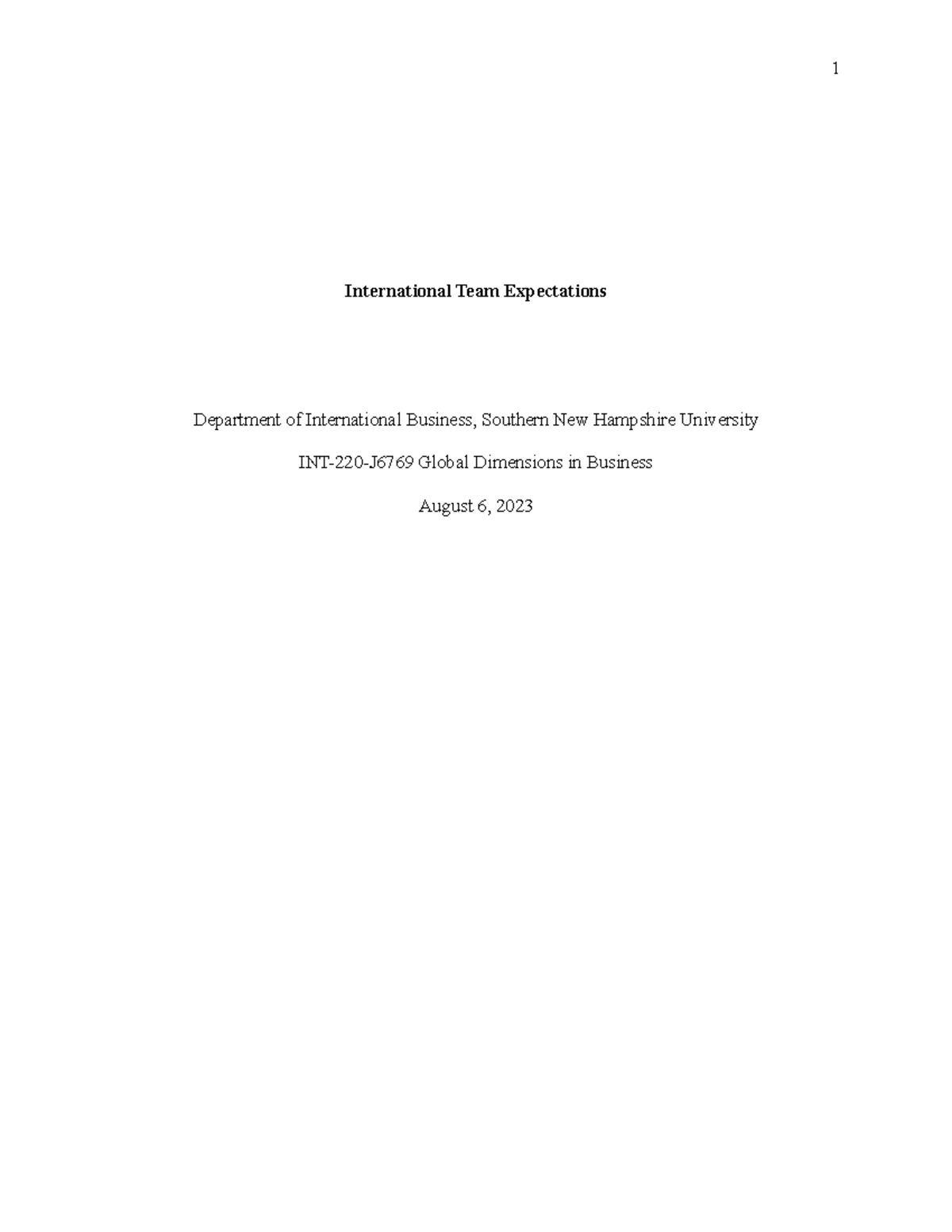 6-1 Assignment International Team Expectations - International Team ...