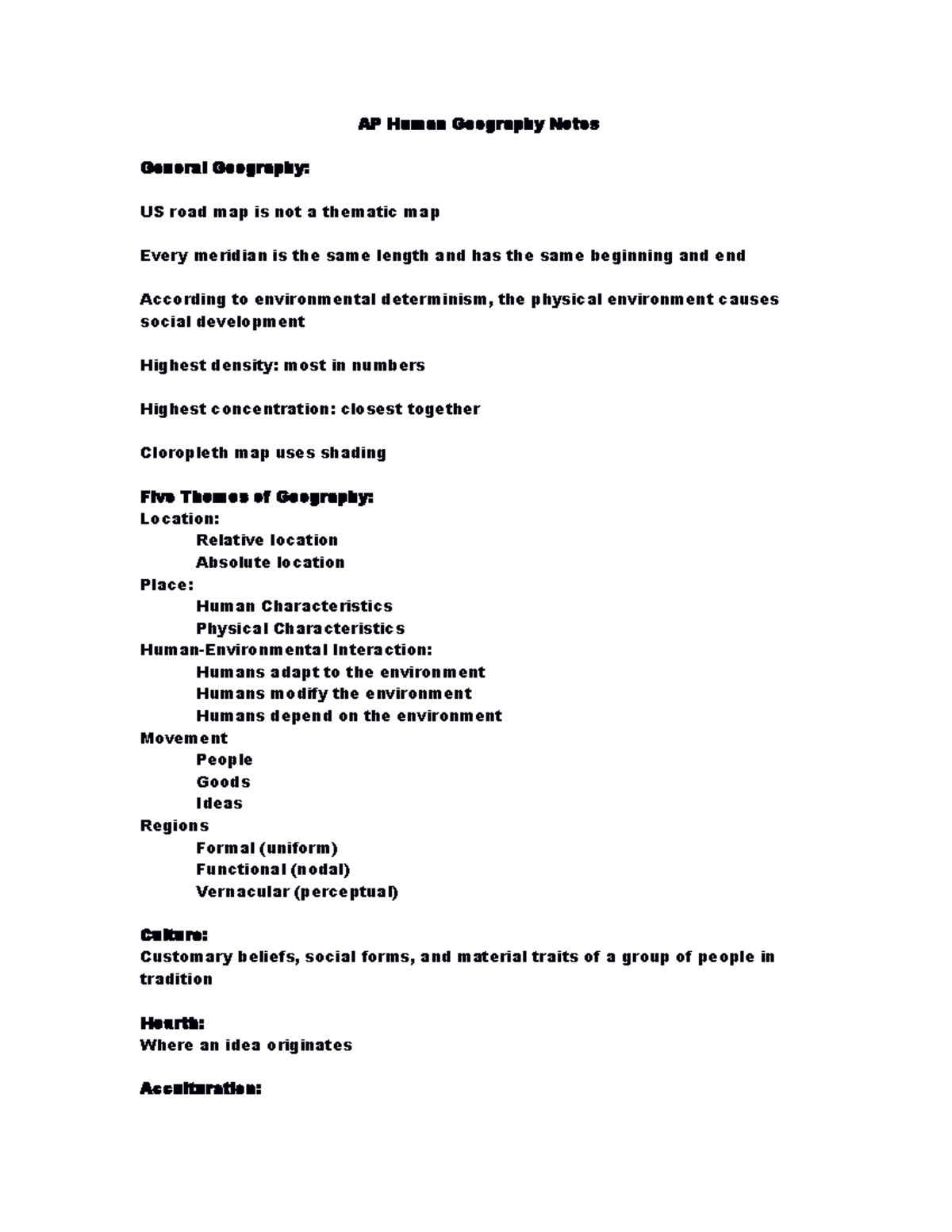 Ap human geography notes for test - AP Human Geography Notes General ...