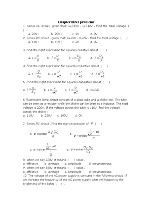 Chaper 1 problems - practice materials - Chapter one problems 1 The voltage source in the fig ...
