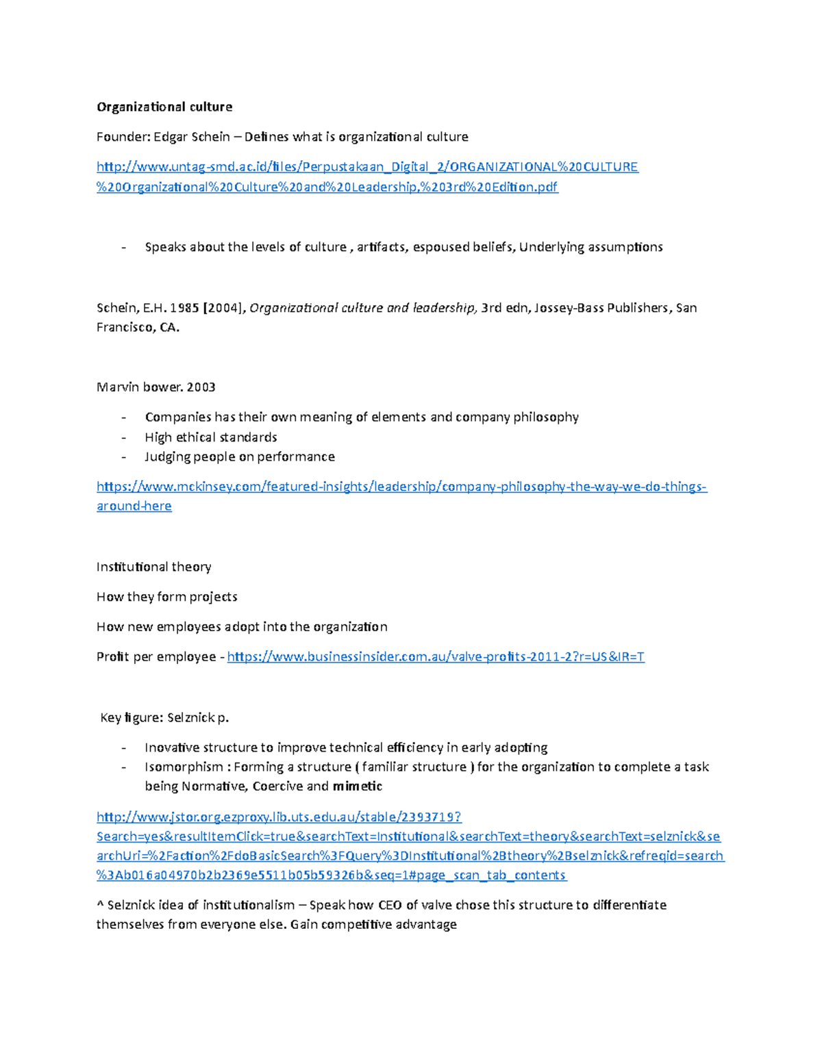 UOTP - Essay structure - Organizational culture Founder: Edgar Schein ...