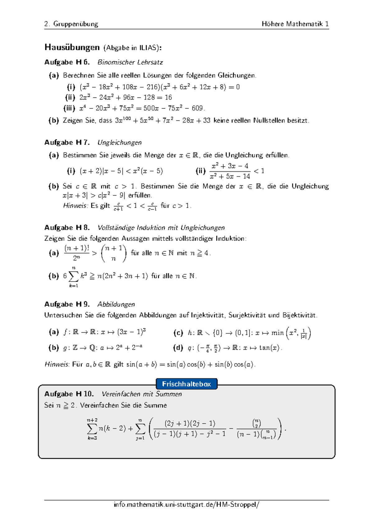 Hausübung blatt 02 - Stroppel - Gruppen ̈ubung H ̈ohere Mathematik 1 ...