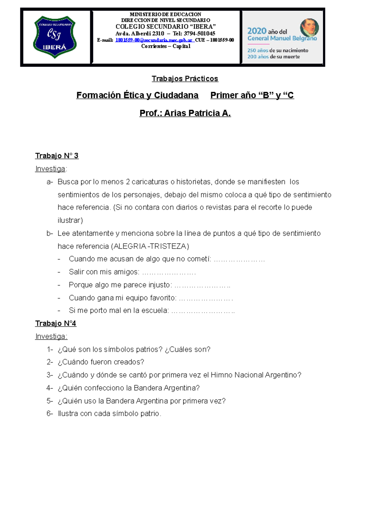 FEC 1 año Trab 3 y 4 - fdsf sdfsdf sf - Matematica I Ciencias Basicas Matematica Ii - Studocu