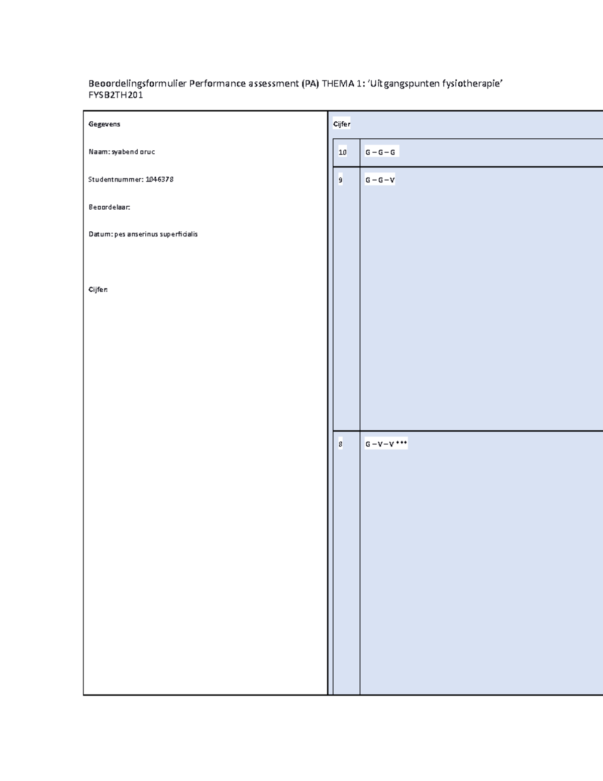 Thema 1 2022-2023 Beoordelingsformulier Performance assessment 1 - Beoordelingsformulier ...
