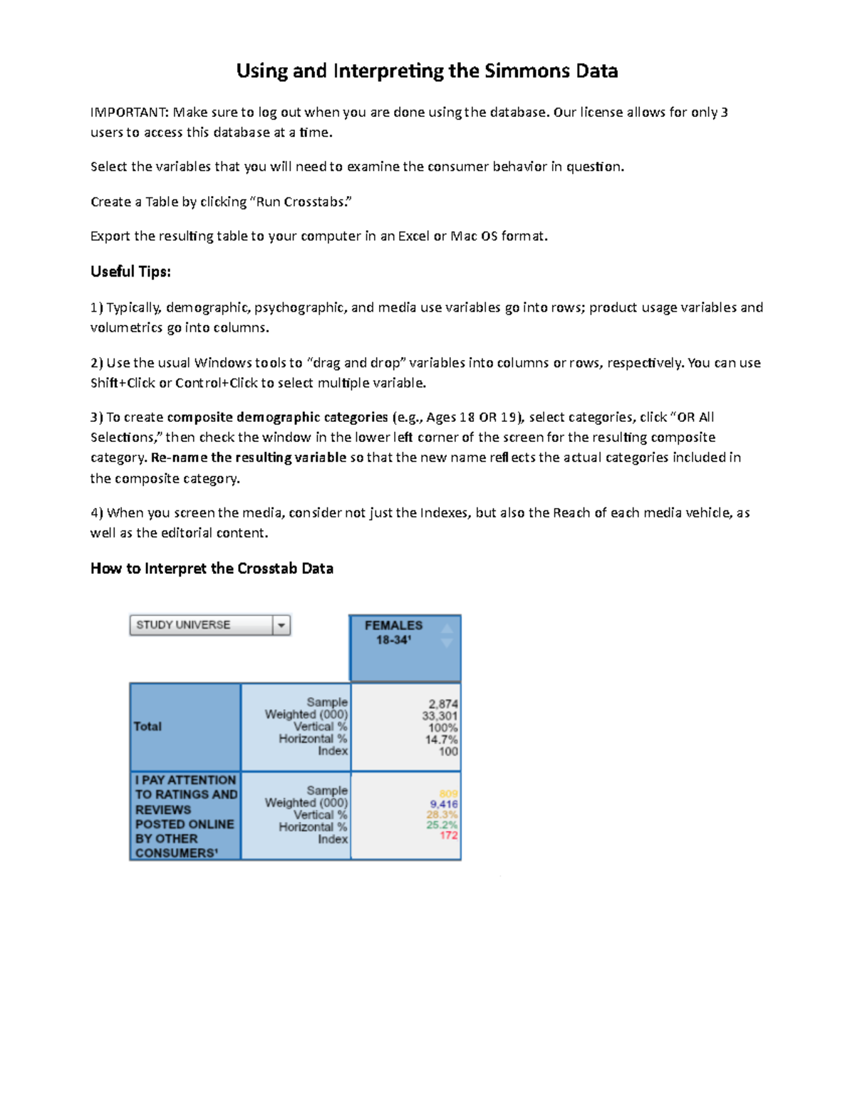 Using and Interpreting the Simmons Data - Using and Interpre the ...