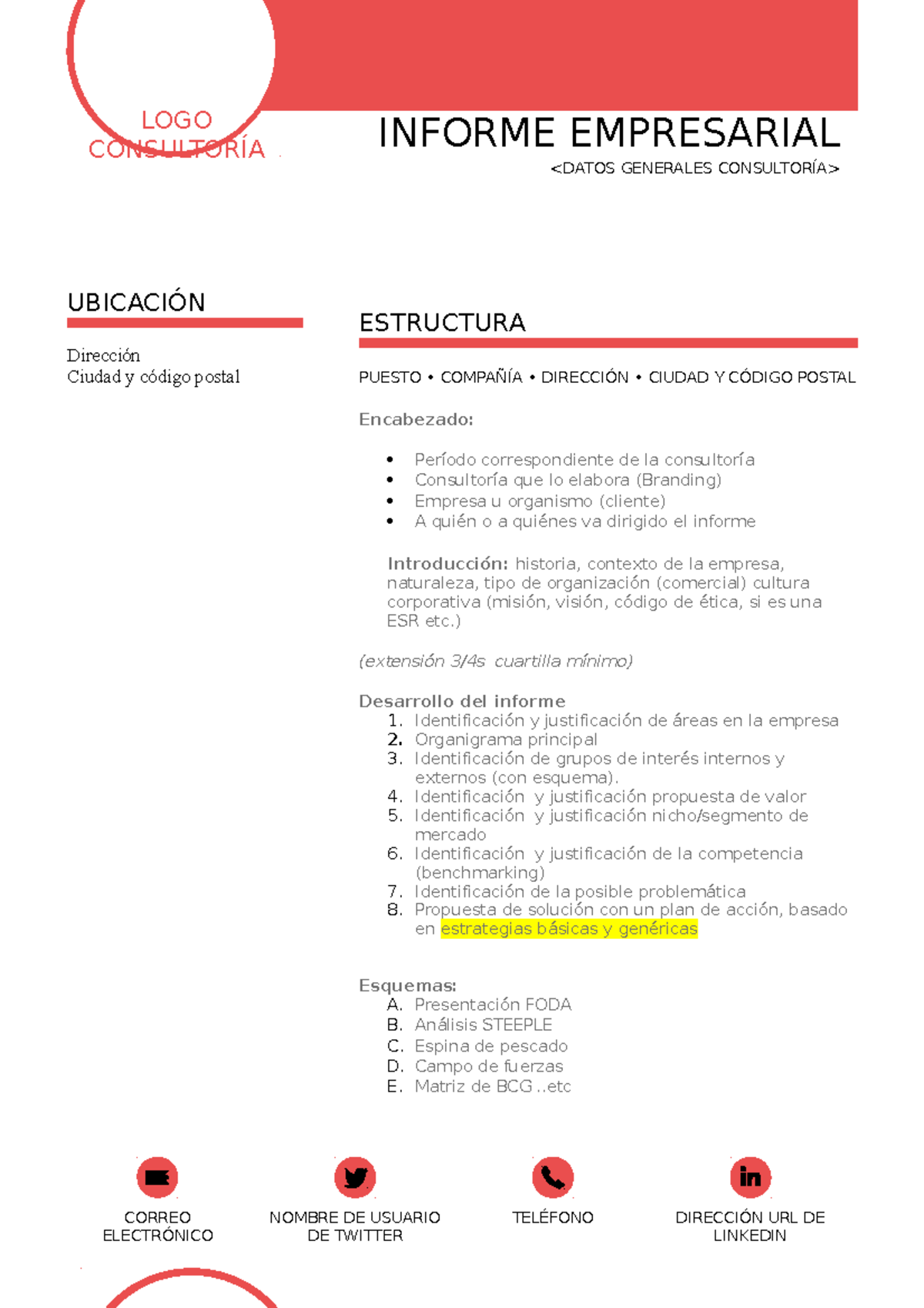 Estructura Informe empresarial(1) - LOGO CONSULTORÍA UBICACIÓN ...