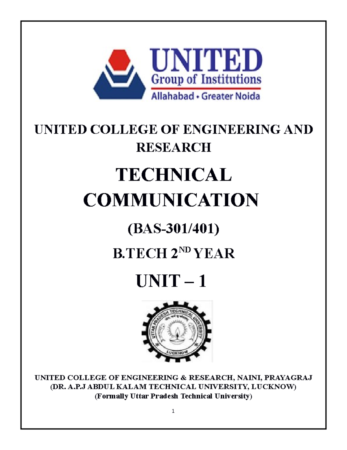 TC-Unit-1-Fundamentals of Comm & Voice Dyn - UNITED COLLEGE OF ...