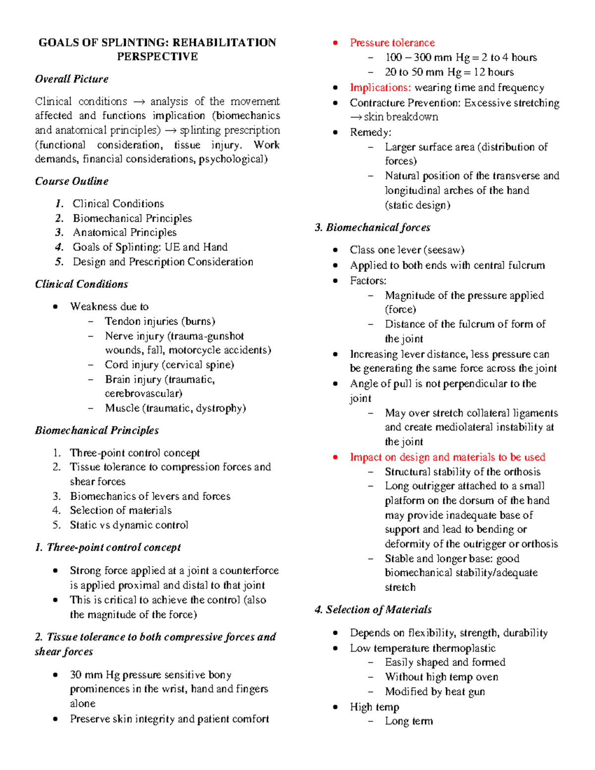 Goals of Splinting - GOALS OF SPLINTING: REHABILITATION PERSPECTIVE ...