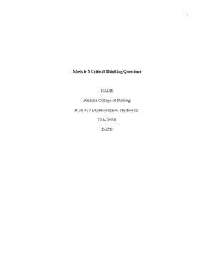 Mod 1 Critical Thinking - Module 1 | Critical Thinking Questions Nova ...