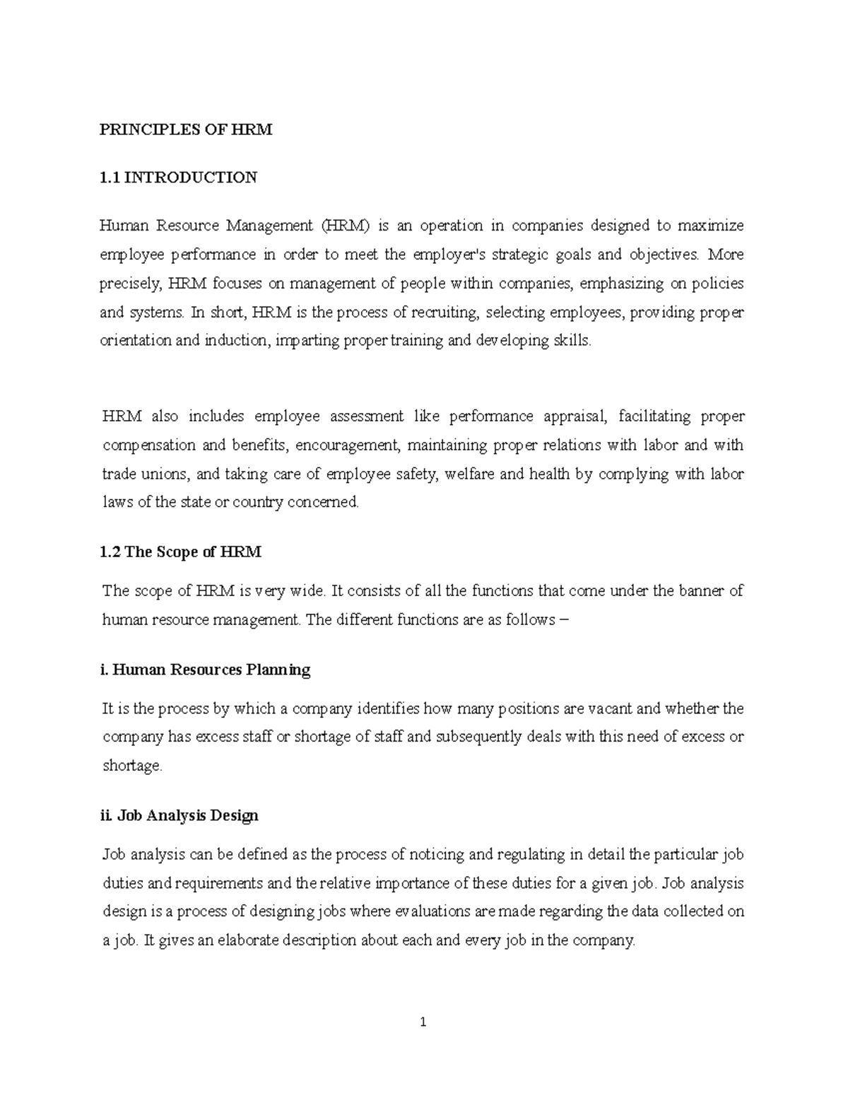 Principles OF HRM - PRINCIPLES OF HRM 1 INTRODUCTION Human Resource ...