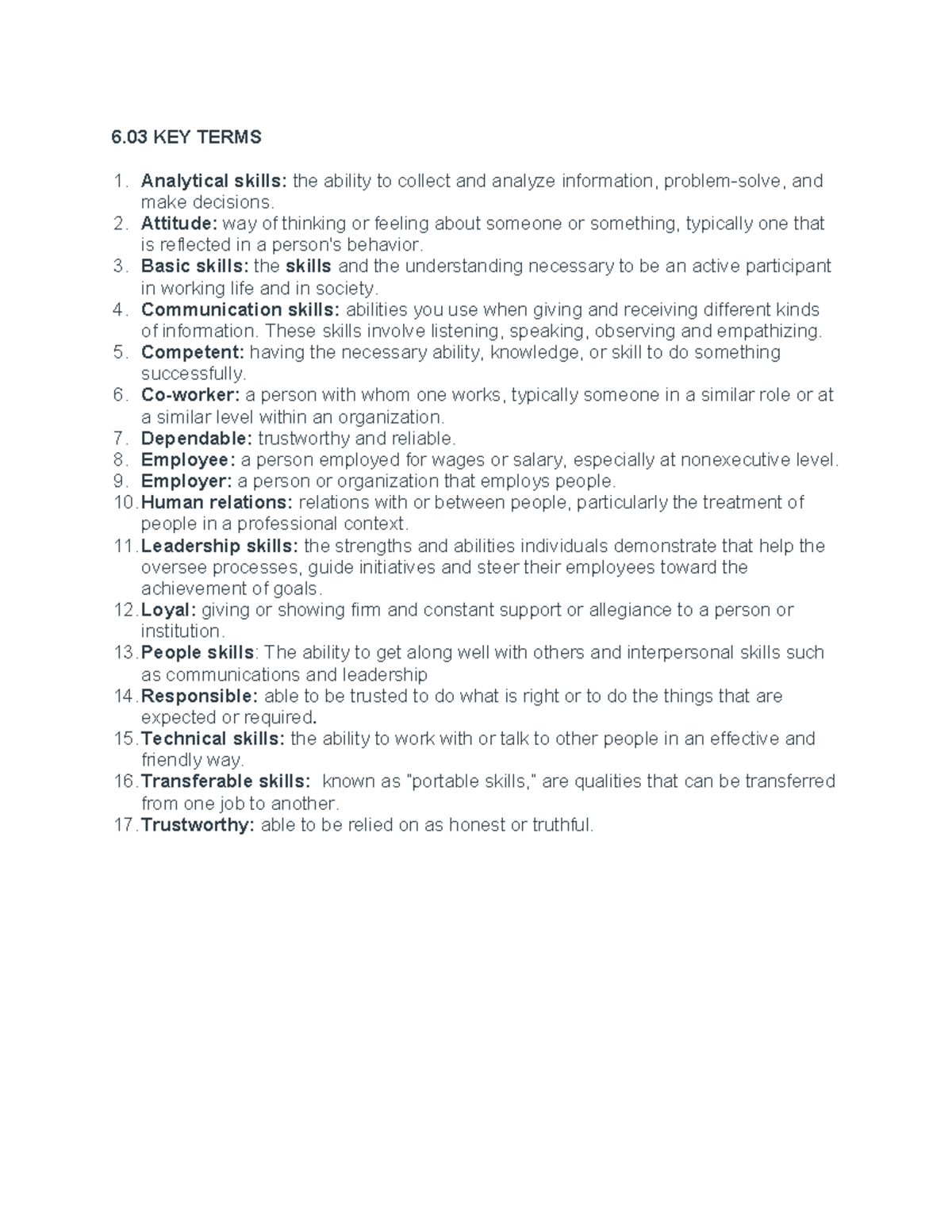 6.03 KEY Terms - Assignment - 6 KEY TERMS Analytical skills: the ...