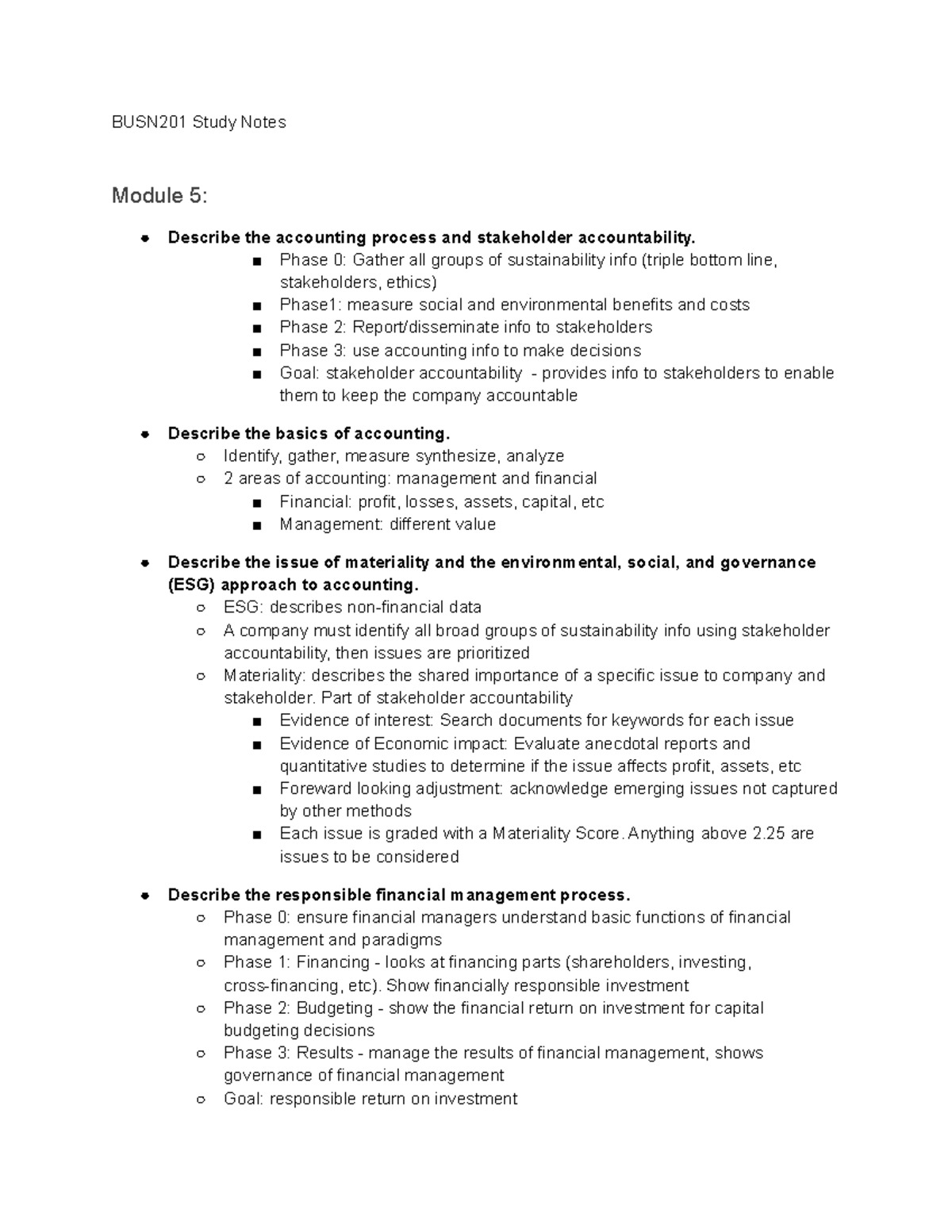 BUSN201 Exam Study Notes Module 5 - BUSN201 Study Notes Module 5 ...