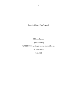 Assessment 3 4010 - Interdisciplinary Plan Proposal Michele Hazuda ...