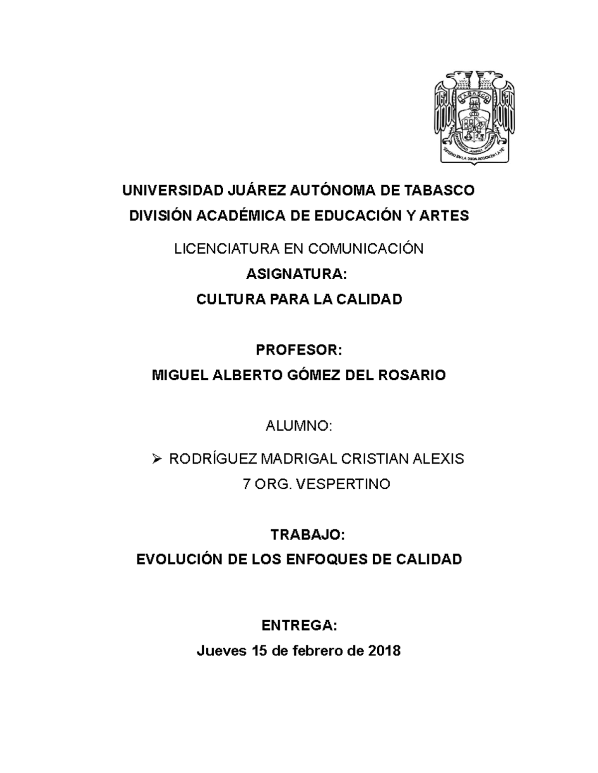 Clasificación De Los Servicios - UNIVERSIDAD DE TABASCO DE Y ARTES ...