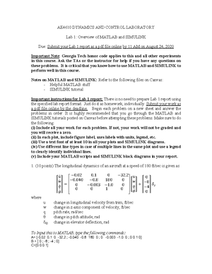 Fall 2023 Lab-3 Rubric - AE 4610 Lab 3 : Rotary Flexible Link Introduction 5 points Follow the ...