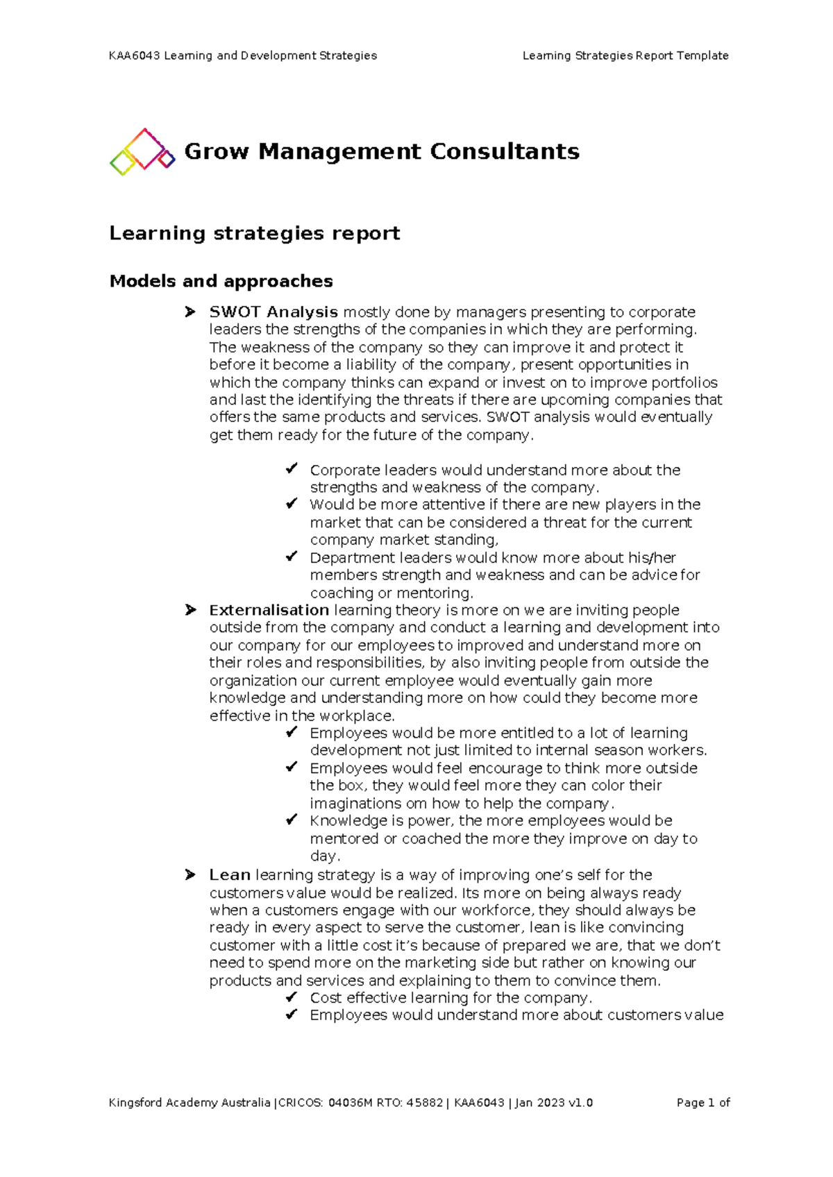 Learning Strategies Report Template - Grow Management Consultants ...