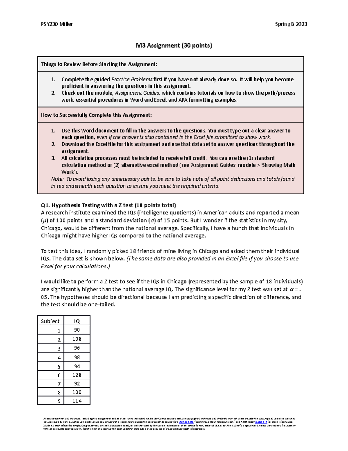 PSY230-M3-Assignment-Spring B 2023 - M3 Assignment (30 points) Things to Review Before Starting ...