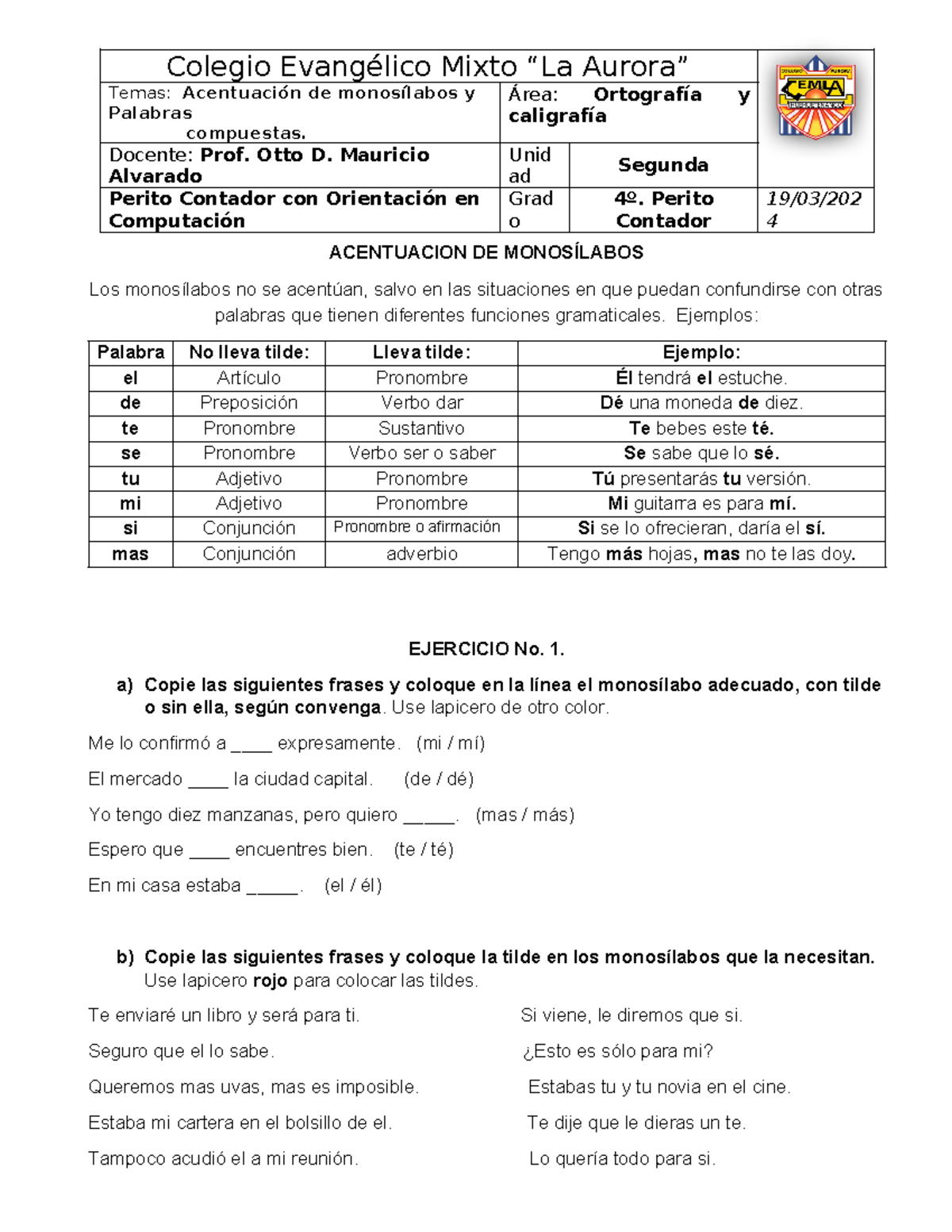 B36a222688576825 f1f96b442a062772 - ACENTUACION DE MONOSÍLABOS Los ...