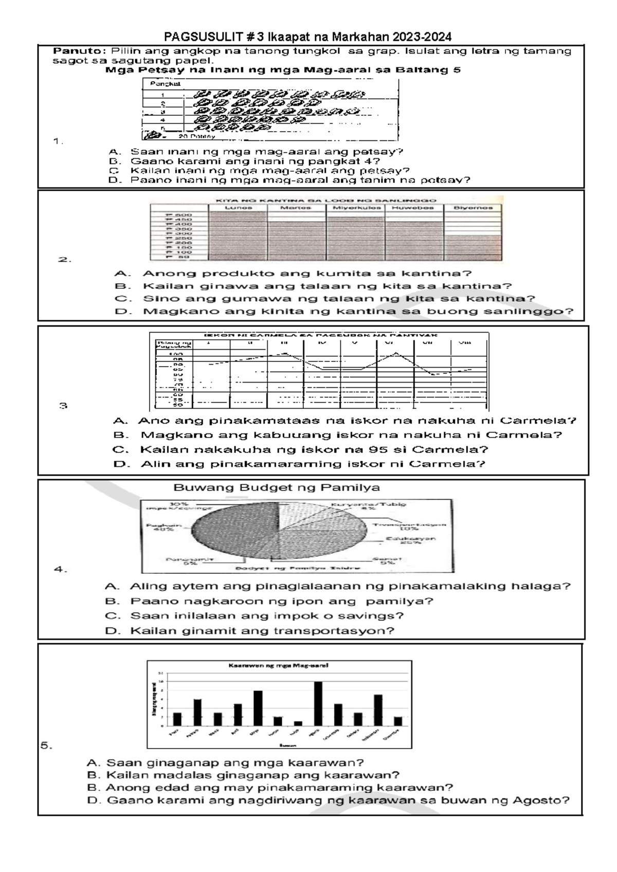 Pagsusulit-3-Ikaapat-na-Markahan-2023-2024 - PAGSUSULIT # 3 Ikaapat na ...