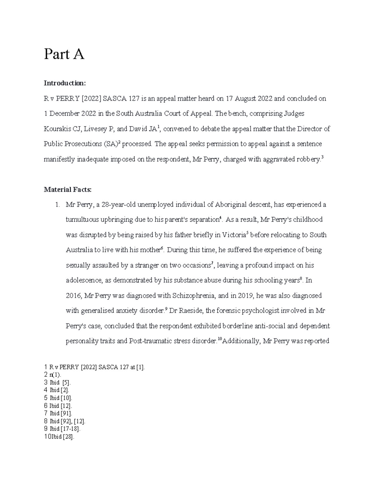 Foundations of law Assignment- Case Note - Part A Introduction: R v ...