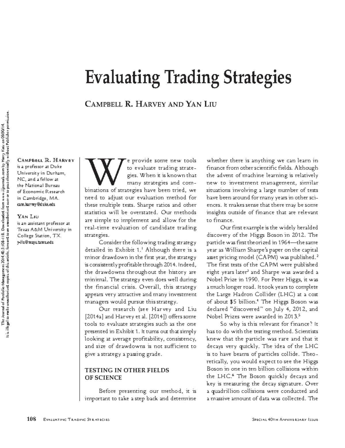 P116 Evaluating trading strategies - 108 EVALUATING TRADING STRATEGIES ...