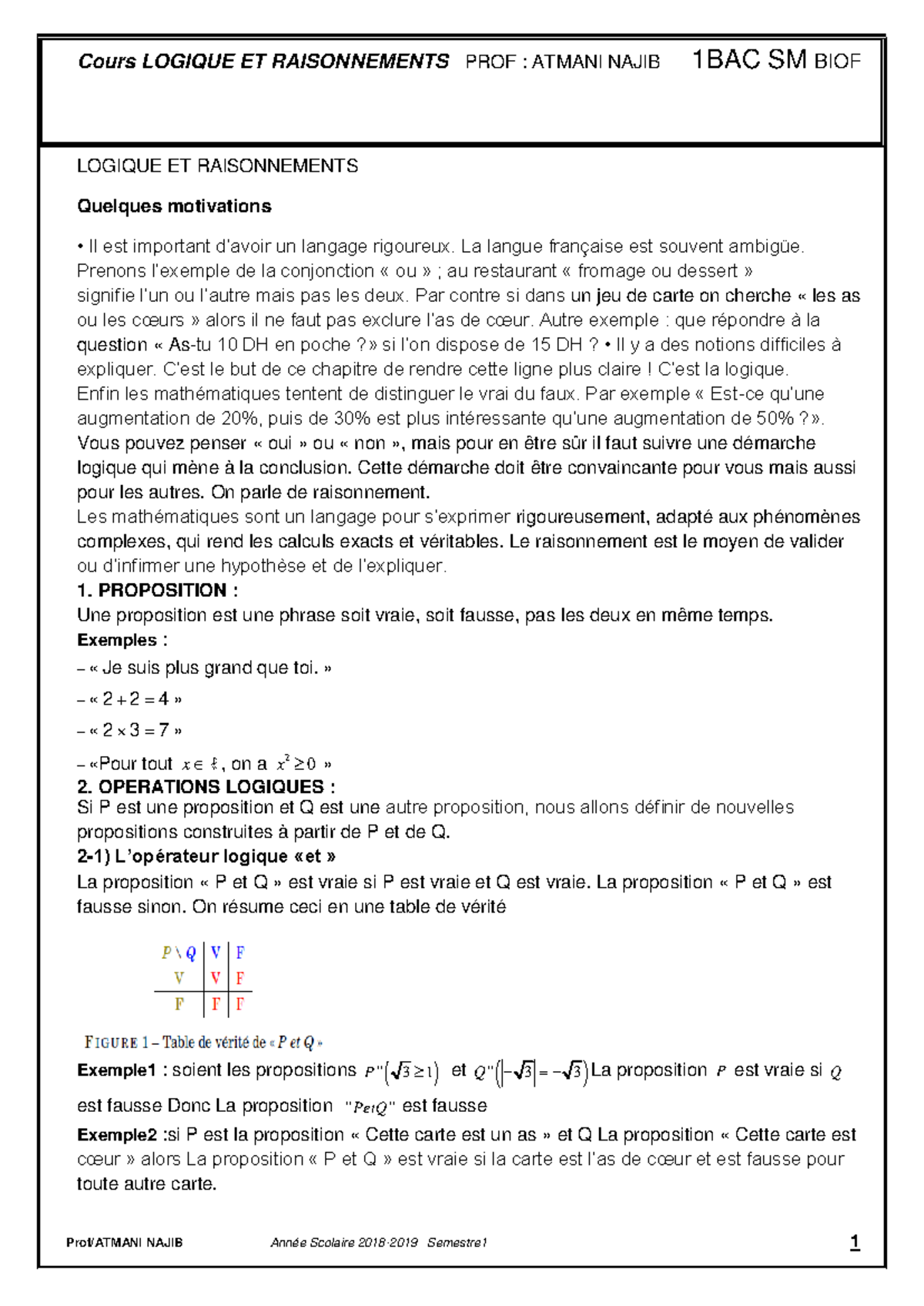 Notions de logique cours et exercices corriges - ####### Cours LOGIQUE ...