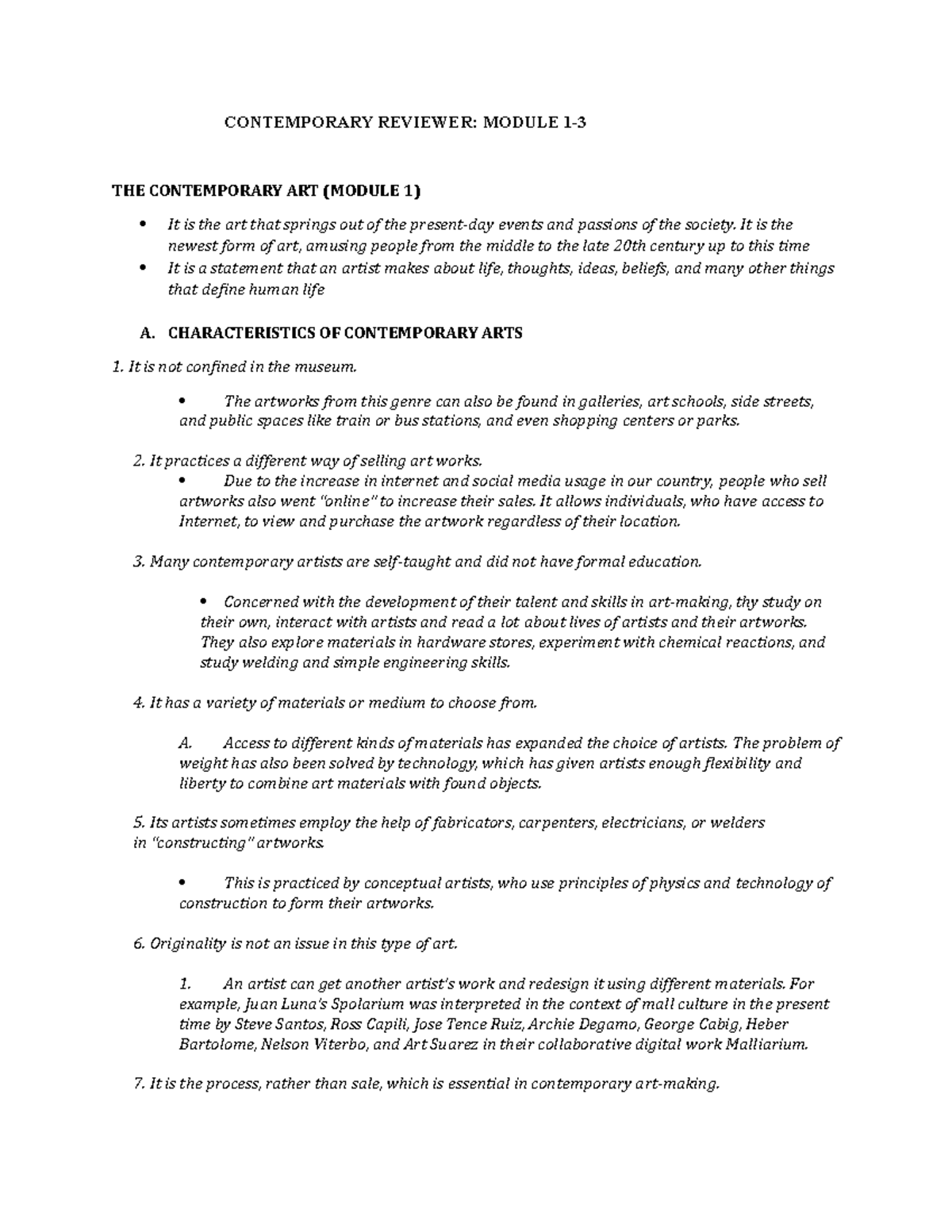 Contem Reviewer - Module 1-3 - CONTEMPORARY REVIEWER: MODULE 1- THE ...