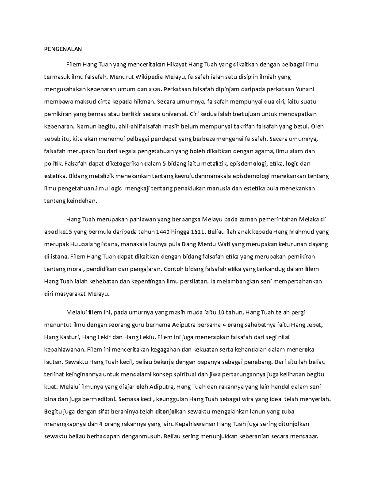 Pengenalan HANG TUAH - Hang tuah - PENGENALAN Filem Hang Tuah yang ...