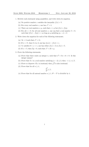 Assignment5 Solution Math 3000 - MATHEMATICS 3000 ASSIGNMENT 5 ...