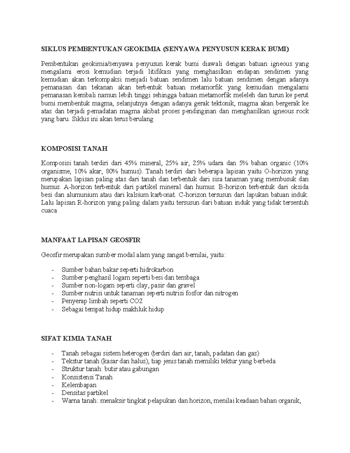 Siklus Pembentukan Geokimia - SIKLUS PEMBENTUKAN GEOKIMIA (SENYAWA ...