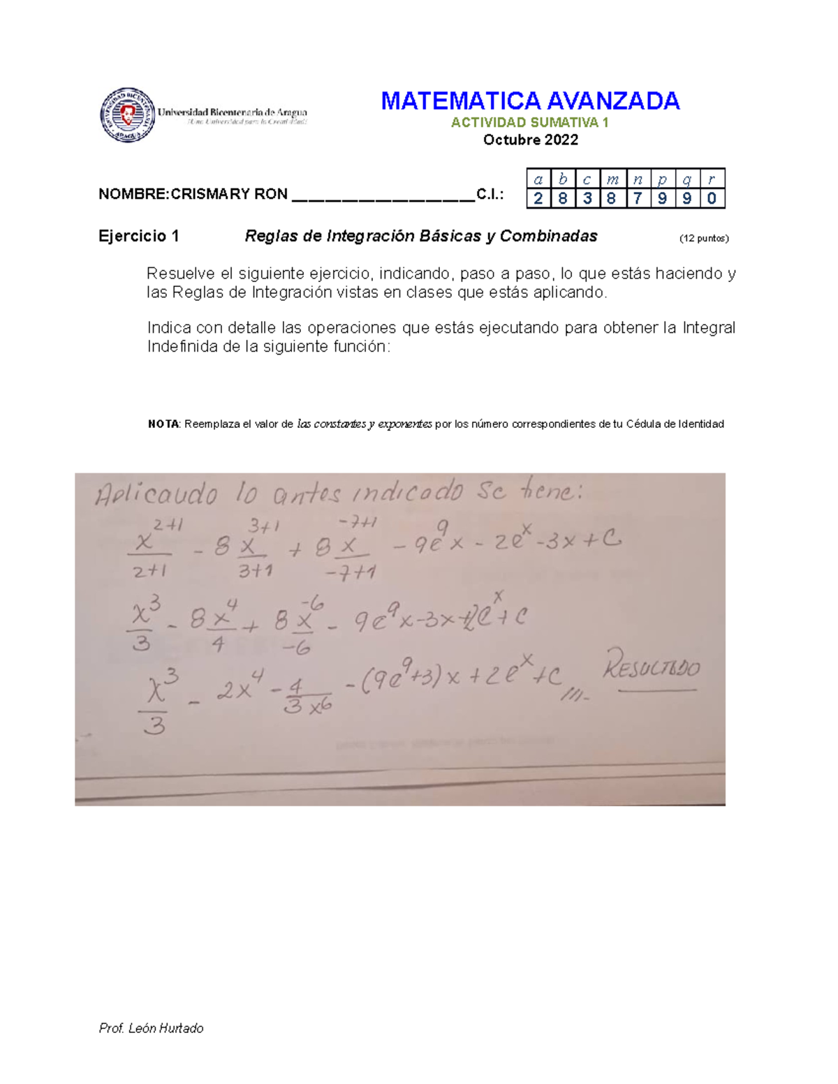 20223-1-0 28387990 As-1 Integral Indefinida - MATEMATICA AVANZADA ...