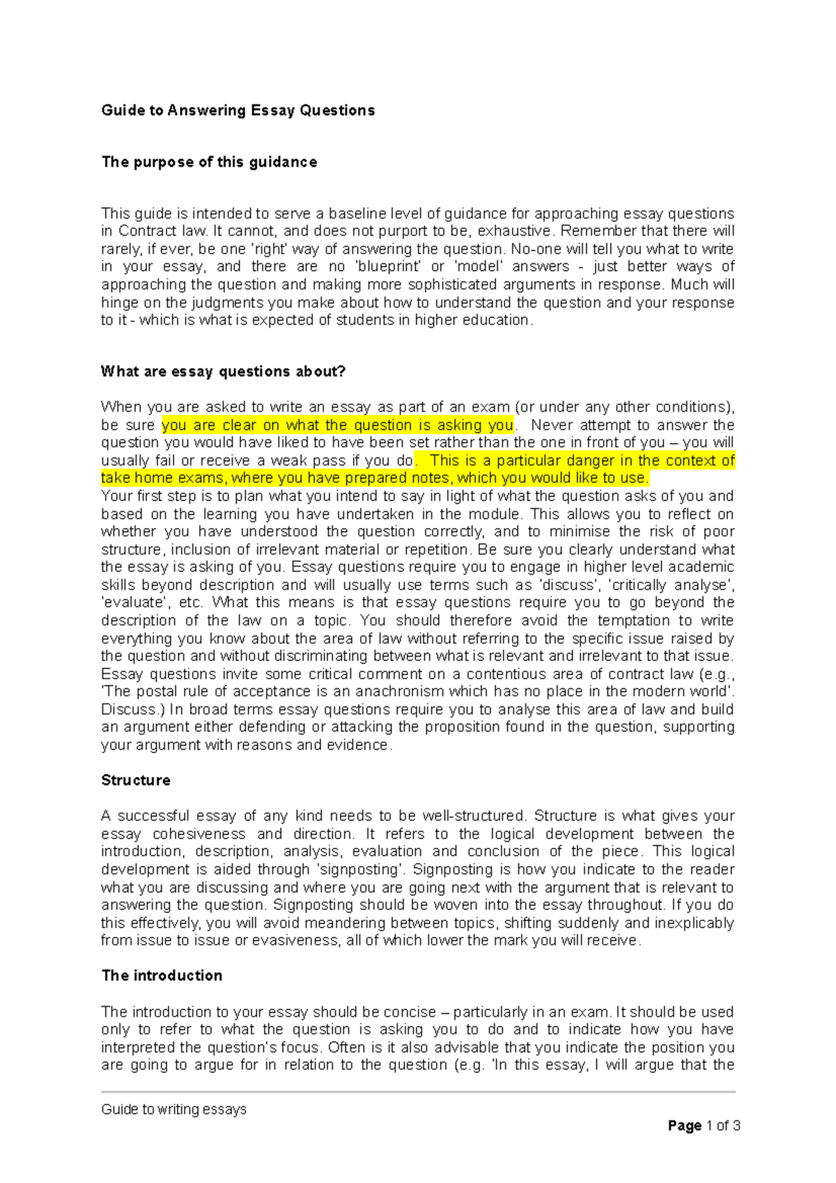 Guide to Answering Essay Questions - It cannot, and does not purport to ...