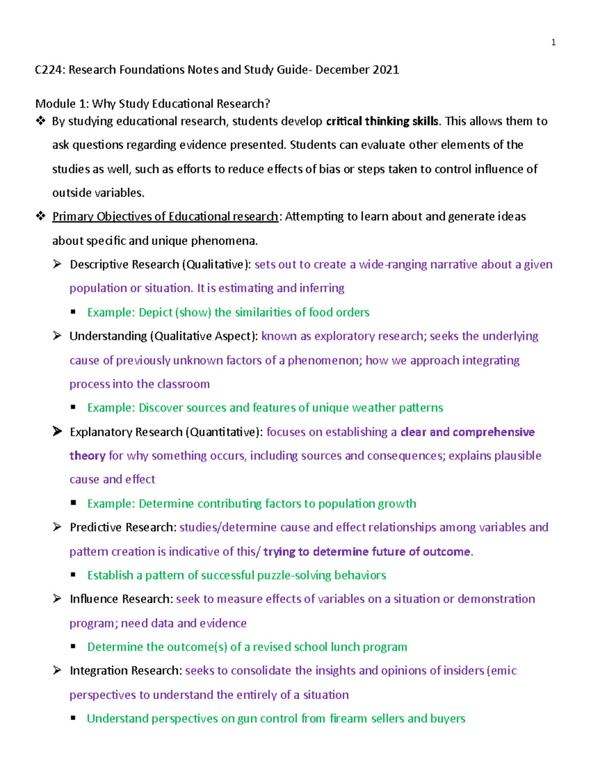 C224 Study Guide - C224: Research Foundations Notes and Study Guide ...