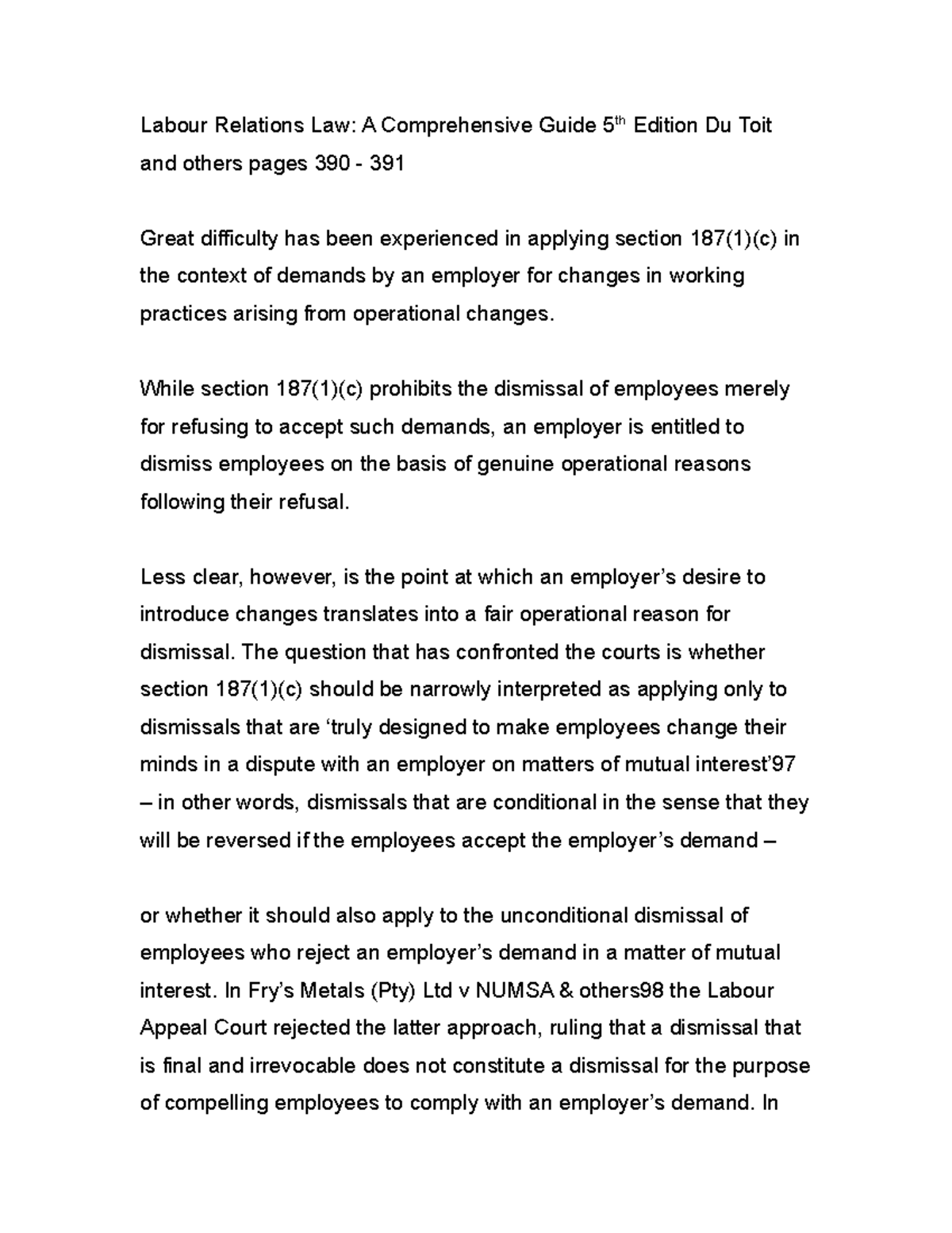 Section 187(1)(c) note - Labour Relations Law: A Comprehensive Guide ...